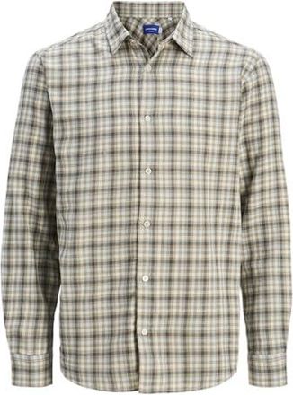 Jack & Jones Check Shirt Jorjoshua Ls Ln Chemise à Carreaux en Flanelle, Beige foncé, S Hommes