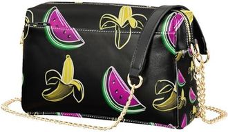 Mnsruu Sacs à bandoulière pour femme, sac à main en cuir banane pastèque