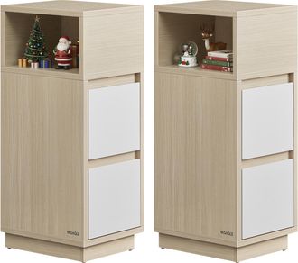 Vasagle Kailyn Kollektion - Nachttisch 2er Set, schmal, Beistelltisch 2 Schubladen, offenes Fach nach Links oder rechts flexibel montierbar, Schlafzimmer Wohn