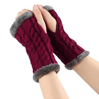 Generic Mitaines dhiver pour femmes, mitaines tricot&eacute;es chaudes au crochet avec trous pour les doigts, mitaines pour femmes, gants chauds mi-longs pour &eacute;cran 
