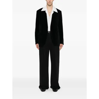 Tagliatore Velvet-Finish Cotton Blazer - Black