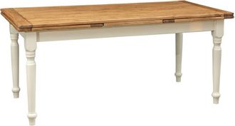 Biscottini International Ausziehtisch im Country-Stil aus massivem Lindenholz mit antikierter wei&szlig;er Struktur und nat&uuml;rliche Platte