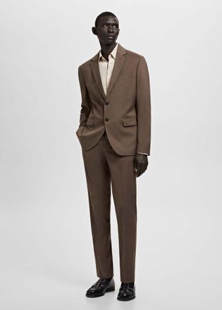 Mango Super-Slim-Fit-Oberhemd aus Baumwollmischung beige - Herren - M - MANGO MAN