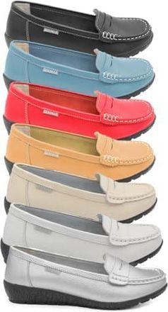 Zerimar Mocassins en Cuir pour Femmes | Semelle en Caoutchouc antidérapante | Semelle intérieure rembourrée très Confortable | Hauteur du Talon 3,5 cm | Soupl