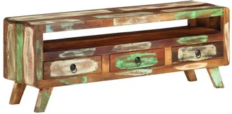 vidaXL Vidaxl - Meuble tv Multicolore 110x30x40 cm Bois massif de r&eacute;cup&eacute;ration