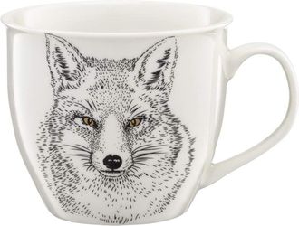 Ambition Kaffeetasse Tasse XXL 550 ml Porzellan Becher Teetasse Tasse Wild Animals (Fox)