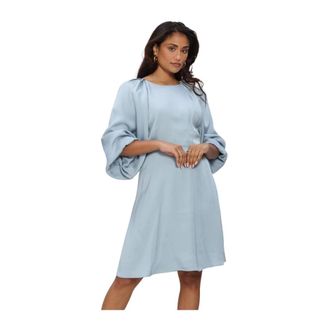 Selected Slflaurina 3/4 Kurzes Kleid mit offenem R&uuml;cken - - Dresses - Damen - Blau - S