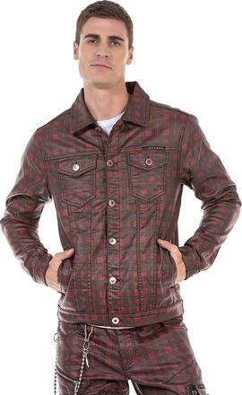Cipo & Baxx Herren Jacke CJ277 Rot - Stylische &Uuml;bergangsjacke im Modernen Streetwear Look mit Hemdkragen, Knopfleiste & Brusttaschen - L&auml;ssige Freizeitjacke f&uuml;r A