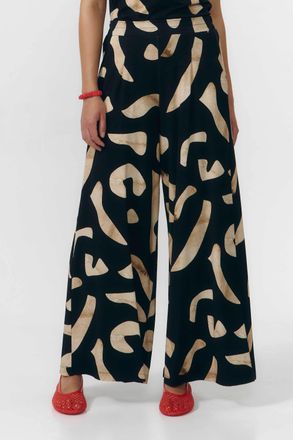 Suite13lab Damen vegan Hose Yala Print Stones Schwarz