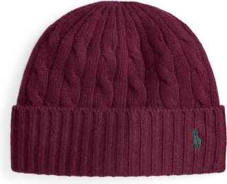 Ralph Lauren Mütze mit Zopfstrickmuster aus einem Wollgemisch in