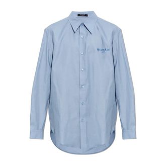 Balmain Homme, Chemises, Bleu, Taille: XL Chemise avec logo brod&eacute;