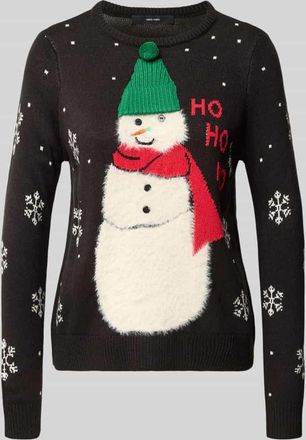 Vero Moda Pullover mit flauschigem Schneemann-Motiv