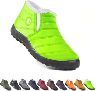 Generic Bottes de neige dhiver pour femme, imperméables, orthopédiques chaudes, doublure en fourrure antidérapante, chaussures de marche en plein air, vert cl