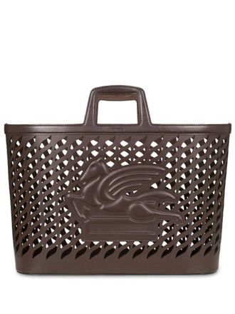 Etro Home porte-couverture en cuir &agrave; motif Pegaso - Marron