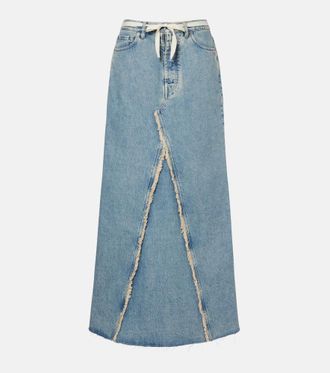 Maison Margiela Jupe longue en denim effiloch&eacute;e