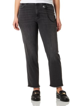 Love Moschino Cropped Slim fit 5-Pocket Trousers in Garment Dyed Stretch Organic Cotton Bull, Customized with Shiny Tag on Back Strap. Raw Cut hems