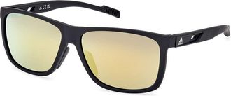 adidas Sport SP0067 Herren Sonnenbrille, Sportliche, Schlanke und Leichte Sonnenbrille, Geometrische Linsenform, Braun Verspiegelte Gl&auml;ser, Mattschwarz