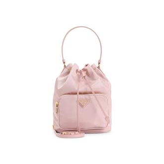 Prada Beuteltaschen - Re-Nylon Pink Bucket Bag With Leather Accents - Gr. unisize - in Rosa - f&uuml;r Damen