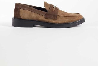 Noak Made In Portugal - Penny-Loafer aus Wildleder in Maulwurfbraun mit M&uuml;nzdetail