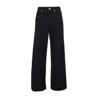 Brunello Cucinelli Contrast-Stitch Wide-Leg Jeans - - Jeans - Damen - Schwarzk - M