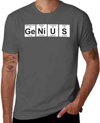 Generic Geek Genius Elements Science - Physics - Inspir&eacute; du tableau p&eacute;riodique Nerd 700995 T-shirt pour homme, Style gris fonc&eacute;, XXL