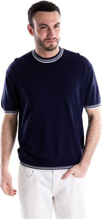 Paolo Pecora Homme, Pulls, Bleu, Taille: L T-shirt col rond
