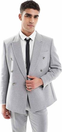 Asos Veste de costume standard en laine mélangée façon osier à double boutonnage - Gris