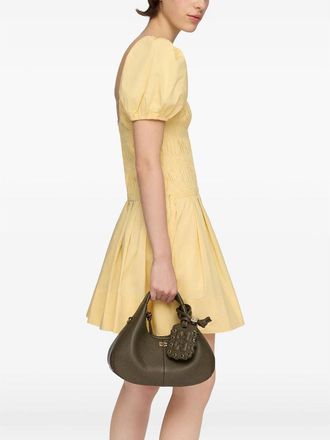 Ganni Pebbled Leather Shoulder Bag - Green