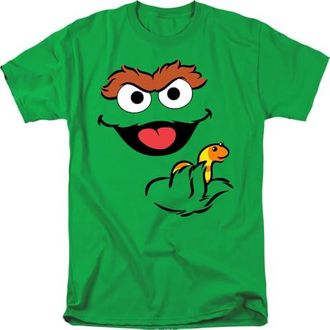 Popfunk Sesame Street Big Face and Friends Costume unisexe adulte T-shirt Collection, Oscar le Grouch, Taille L