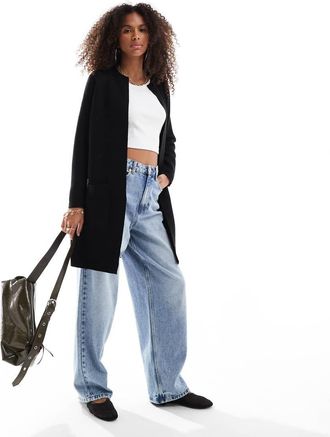 Only Lange Strickjacke in Schwarz