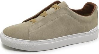 Generic Chaussures décontractées tendance en cuir véritable pour homme - Chaussures de marche légères et confortables, sable, 40 2/3 EU