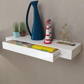 vidaXL Vidaxl - tag&egrave;re murale avec 1 tiroir mdf Blanc Rangement de livres/DVD