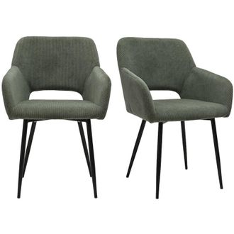 Miliboo Miliboo - Samtgr&uuml;ne Cordst&uuml;hle mit schwarzem Metallgestell (2er-Set) laurette