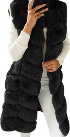 Generic Damen Oversize Winter Mantel Faux Fur Kunstfell Jacke Kunstpelz Warm Lange Pelzmantel Felljacke Flauschige Elegant Cardigan Parka Coat mit Kapuze