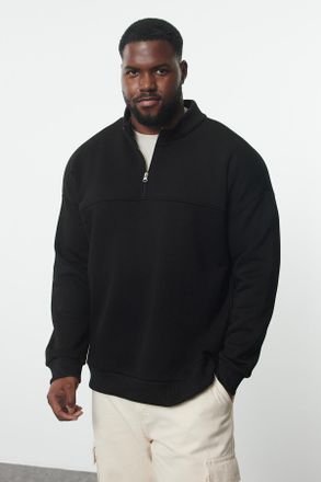 Trendyol MAN Herren Schwarz Einfarbig Lang Oversize Gro&szlig;e Gr&ouml;&szlig;en Sweatshirts