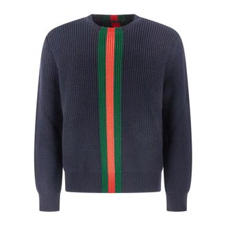 Gucci Gestreifter Rippstrick-Pullover - - Knitwear - Herren - Blau - M