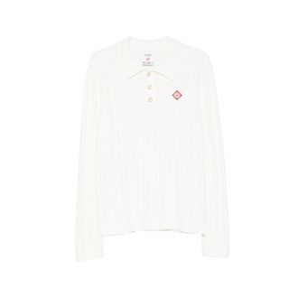 Casablanca Ribbed-knit Logo-patch Polo Shirt
