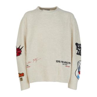 GCDS Patch Boucl&eacute; Pullover - - Knitwear - Herren - Wei&szlig; - 2XL