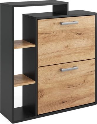 Vicco Schuhkipper Orlando, Schuhregal, Goldkraft Eiche, 24.5 x 90 cm 2 Fächern