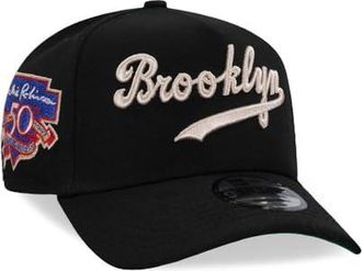 New Era Brooklyn Dodgers Jackie Robinson Throwback Edition 9Forty A Frame Snapback Casquette, Noir, taille unique