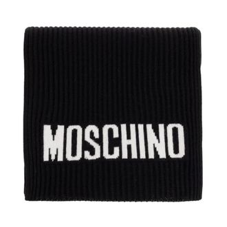 Moschino Femme, Accessoires, Noir, Taille: ONE Size &Eacute;charpe c&ocirc;tel&eacute;e avec logo