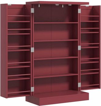 HOMCOM Armoire de cuisine 2 portes total 14 &eacute;tag&egrave;res - dim. 60L x 30l x 104H cm - mdf bordeaux