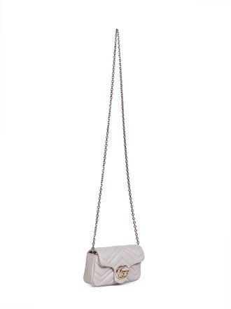 Gucci Womens Shoulder Bag Gg Marmont Grey Lambskin Handbags Hand