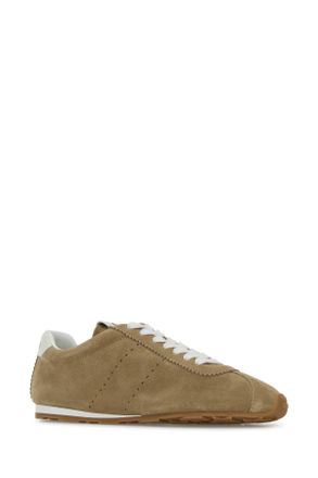 Miu Miu Womens Cappuccino Suede Plume Sneakers Deserto Calfleather