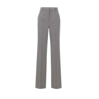Max Mara Femme, Pantalons, Gris, Taille: 40 FR Pantalon en Serg&eacute; de Laine Gris Taille Haute