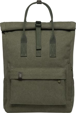 KAUKKO Retro Canvas Rucksack Damen Herren Vintage Rollup Daypack Handtasche mit Laptopfach 12 Zoll für Arbeit, Schul, Ausflüge, Uni, 42cm, 16L, Grün-K1047-2