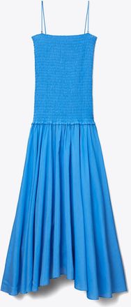 Tory Burch Damen Einfarbiges gesmoktes Kleid