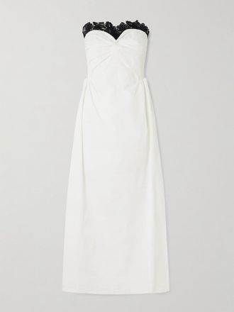 Kika Vargas Rose Maxikleid Aus Faille Mit Guipure-spitzenbesatz - Wei&szlig;
