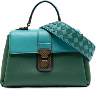 Bottega Veneta Hobo Bags - Mini Bicolor Nappa Piazza Top Handle Satchel - Gr. unisize - in Gr&uuml;n - f&uuml;r Damen