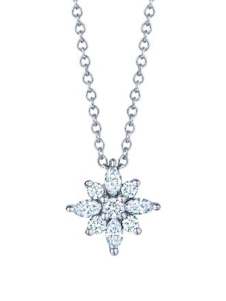 Kwiat petit pendentif &eacute;toile en or blanc 18ct orn&eacute; de diamants - Argent